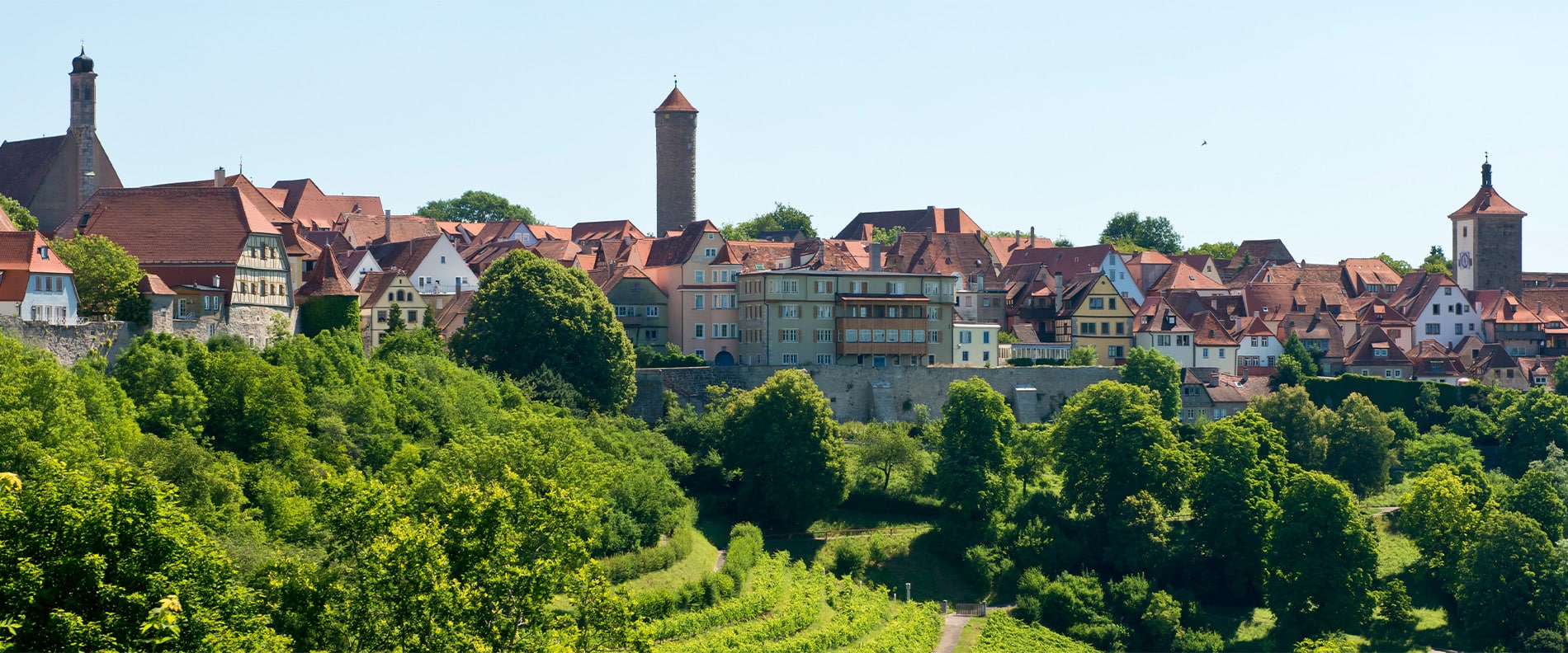 Hiking in the countryside around Rothenburg ob der Tauber